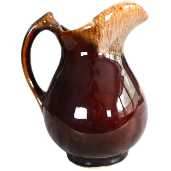 Studio Pottery | Accents | Vintage Brown Drip Glazed Pitcher Vase Two Tone | Poshmark